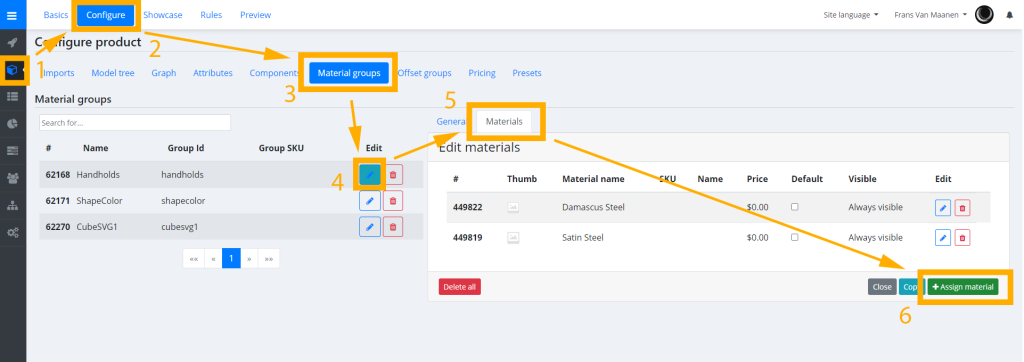 Adding Materials and using Material groups - Knowledge Base | Expivi